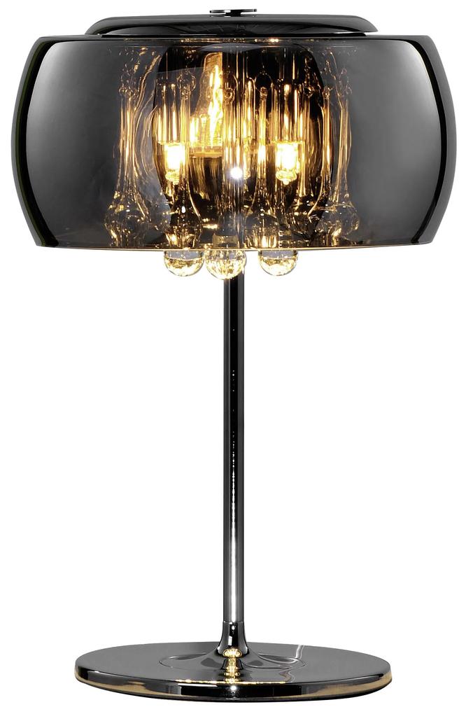 Trio 511210306 Vapore, stolní lampa v kombinaci hnědého skla a čirých závěsů, 3x42W G9, výška 43cm