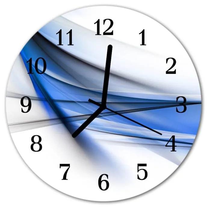 Nástěnné hodiny obrazové na skle - Abstrakt modrý