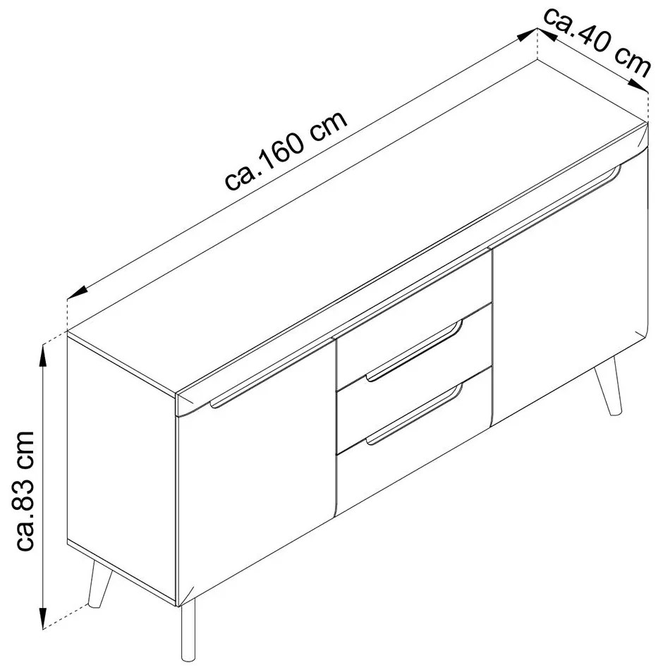 Nordi b | komoda NKSZ160 | bílá lesk