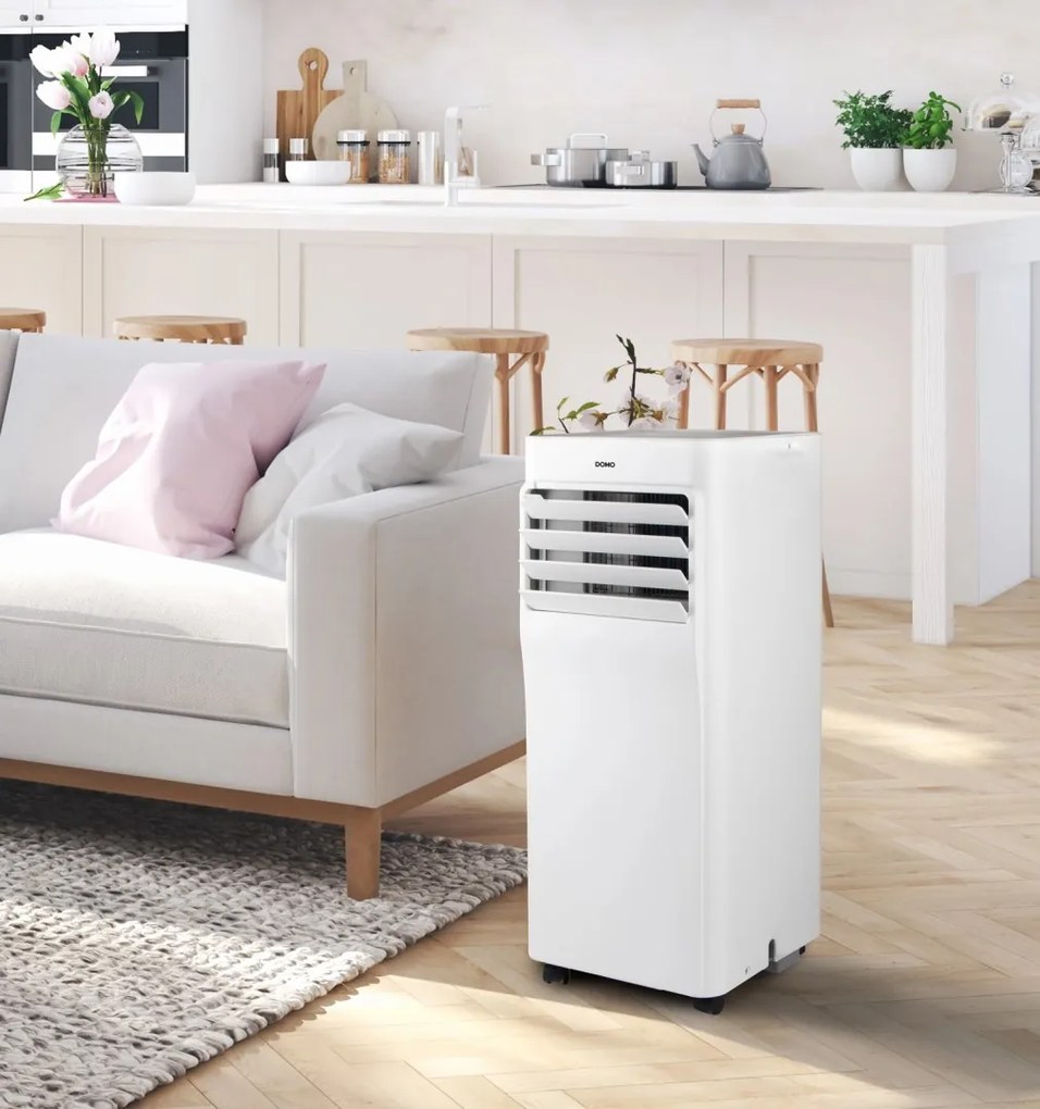 Mobilní klimatizace 4v1 COOLMAX 7000 BTU - DOMO DO10162, 2,05 kW, místnosti do 20?m2, 63 ??dB, Třída: A, dálkové ovládání, chlazení, ventilace, odvlhčování, čištění vzduchu