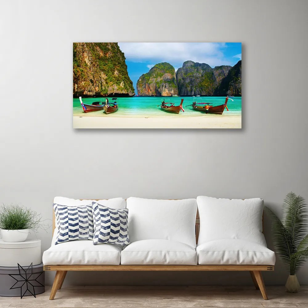 Obraz na plátně Pláž Moře Hory Krajina 120x60 cm