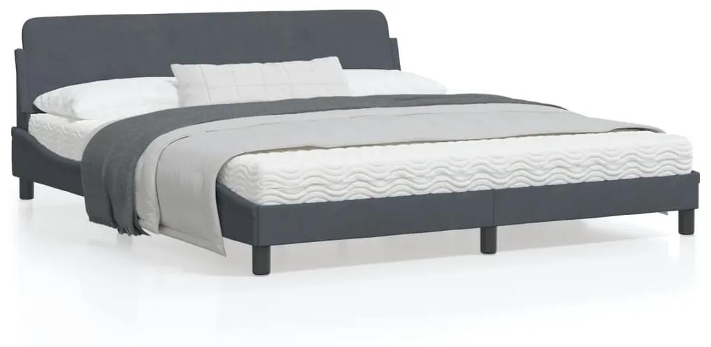 Rám postele s čelem tmavě šedý 180x200 cm samet - Default Title