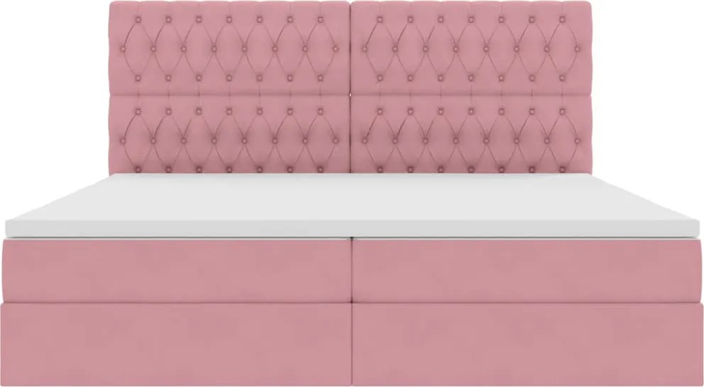 Postel s úložným prostorem a matrací Růžová 200 x 200 cm samet 3372116