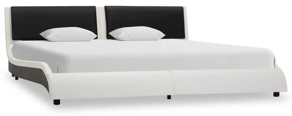 280355 vidaXL Rám postele bíločerný umělá kůže 160 x 200 cm