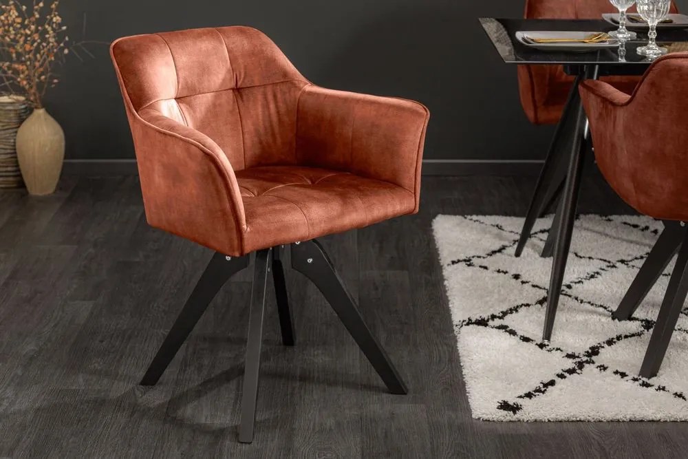 Designová otočná židle Giuliana měděný samet - Skladem