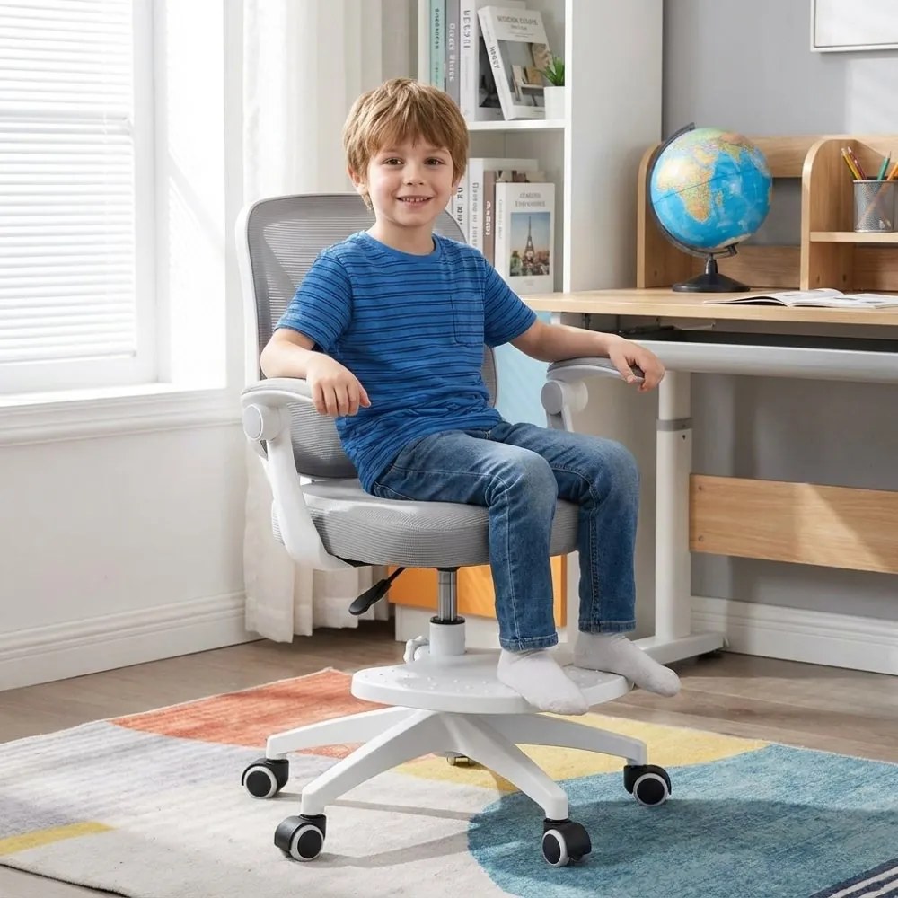 Dětská otočná židle Neoseat JUNI 010 s podnoží — látka, šedá