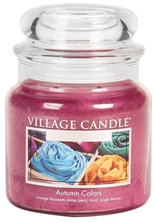 VILLAGE CANDLE Svíčka ve skle Autumn Colors - střední, růžová barva, sklo, vosk
