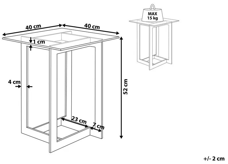 Odkládací stolek stříbrný se skleněnou deskou CRYSTAL Beliani