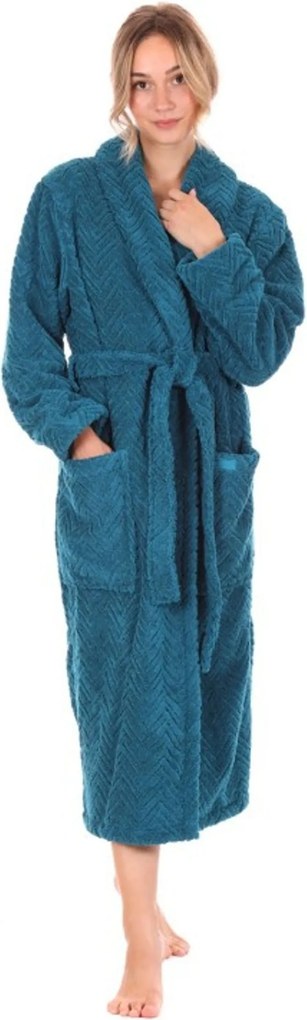 Bavlněný župan Athena s límcem petrolejová 21 16 6430 unisex - M