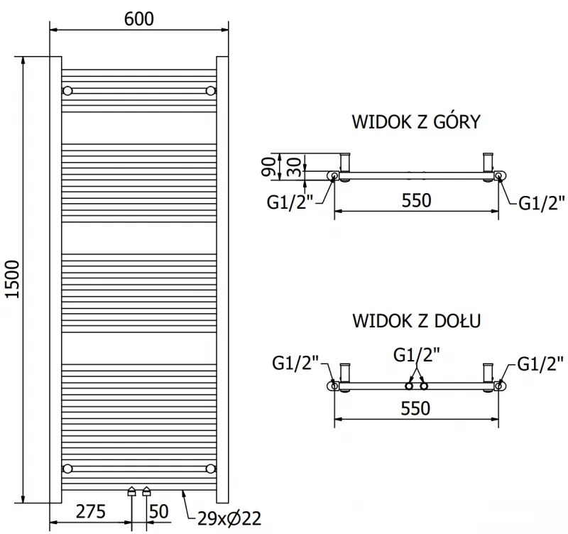 Mexen Mars, elektrické topné těleso 1500 x 600 mm, 900 W, bílá, W110-1500-600-2900-20