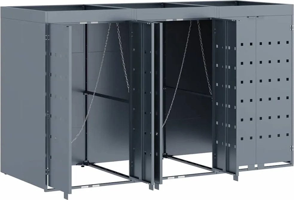 Úložný box na 3 popelnice Světle šedá 204 x 77,5 x 121,5 cm 3394749