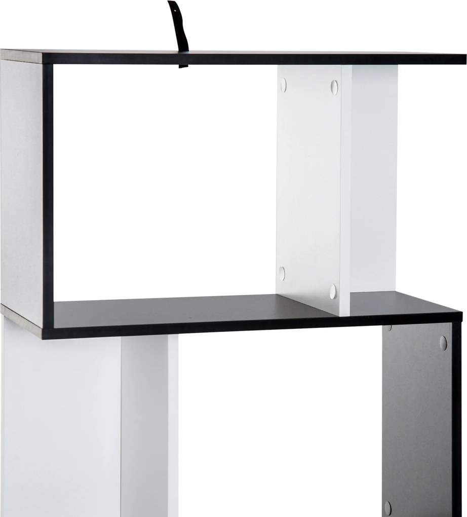 HOMCOM Moderní S-šatková knihovna s úložným prostorem, 4 police 60D x 24Š x 148V cm, černá/bílá