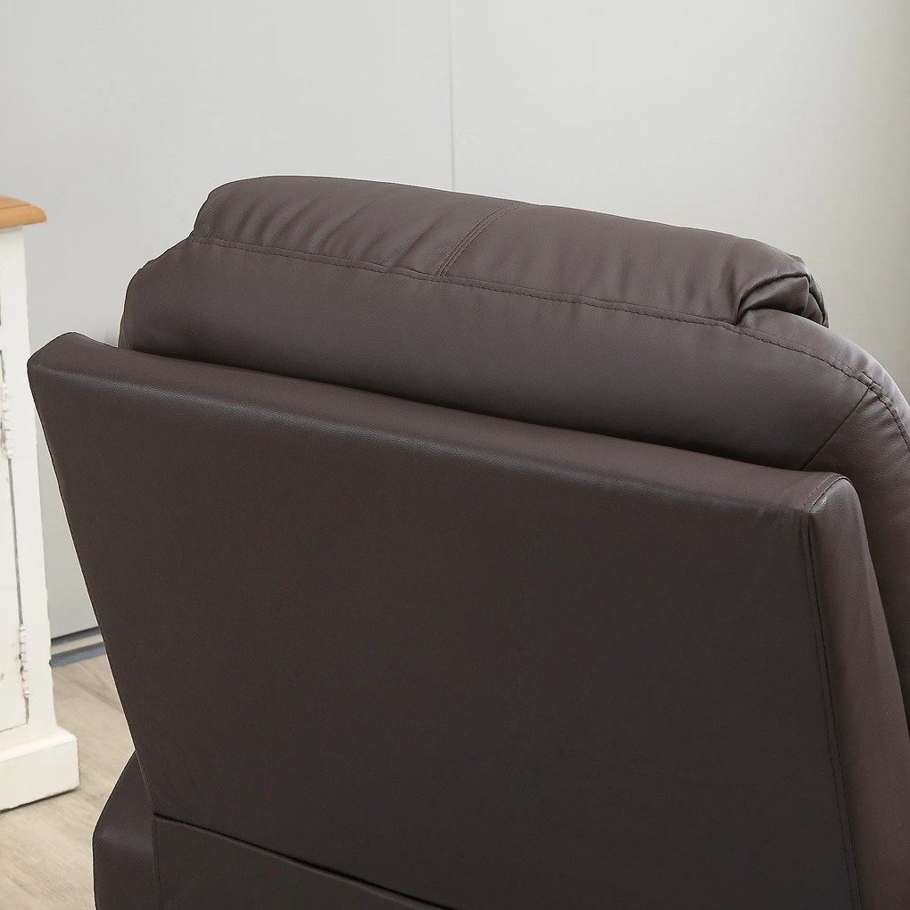 HOMCOM TV křeslo se stojánkem 8 masážních bodů časovač dálkové ovládání boční kapsa pěna 88x99x106 cm Hnědá pro relaxaci a pohodlí | Aosom.de