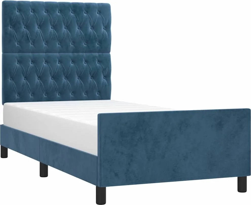 Rám postele bez matrace tmavě modrý 90x200 cm samet 3125920
