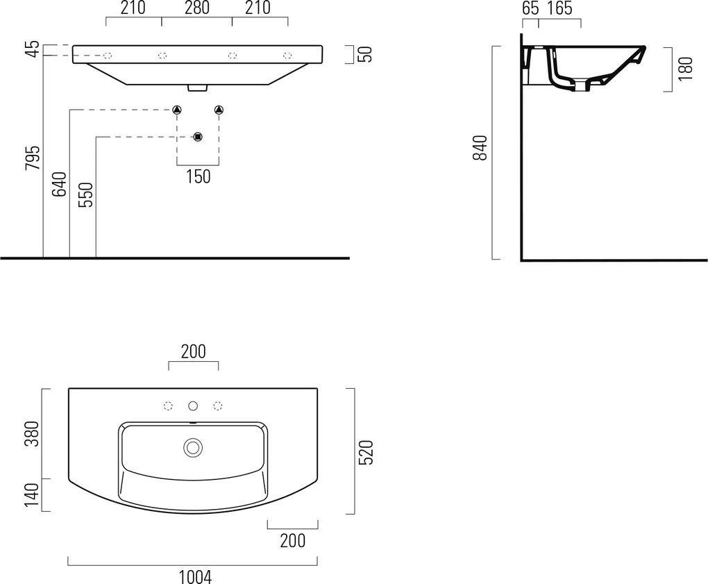 Sapho, NORM keramické umyvadlo 100x52 cm, oblé, bílá ExtraGlaze