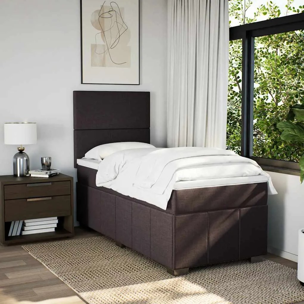 Box spring postel s matrací tmavě hnědá 90x200 cm textil 3293847
