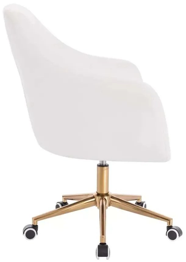 LuxuryForm DESIGN Otočné křeslo ANDORA na zlaté podstavě s kolečky - bílé