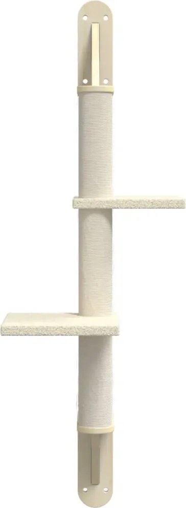 Nástěnné škrabadlo pro kočky se sloupkem krémové 108 cm 172410