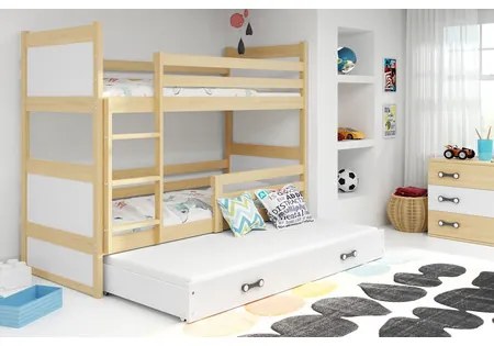 Dětská patrová postel s výsuvnou postelí RICO 190x80 cm Šedá Šedá
