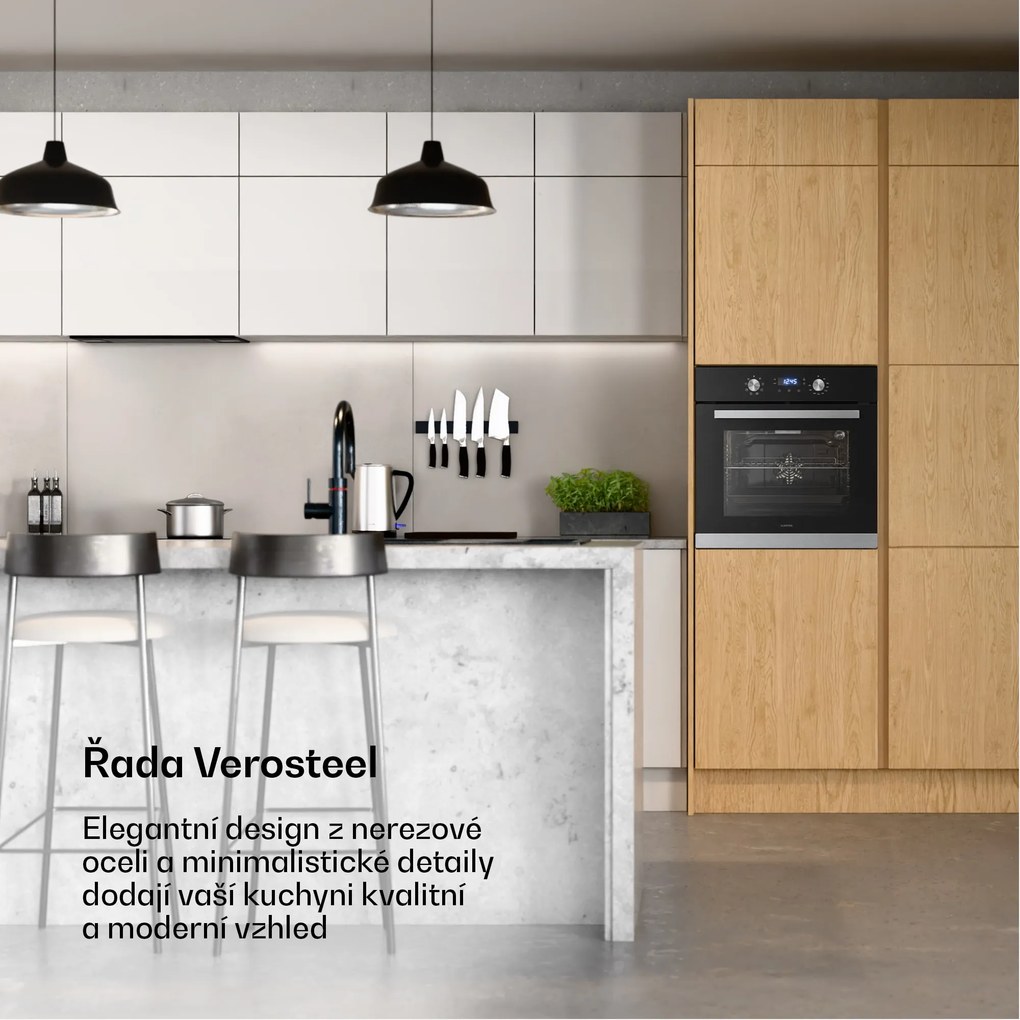 Klarstein Verosteel vestavná trouba | 60 cm | 67 litrů | Energetická třída A | 3220 W | Stříbrná