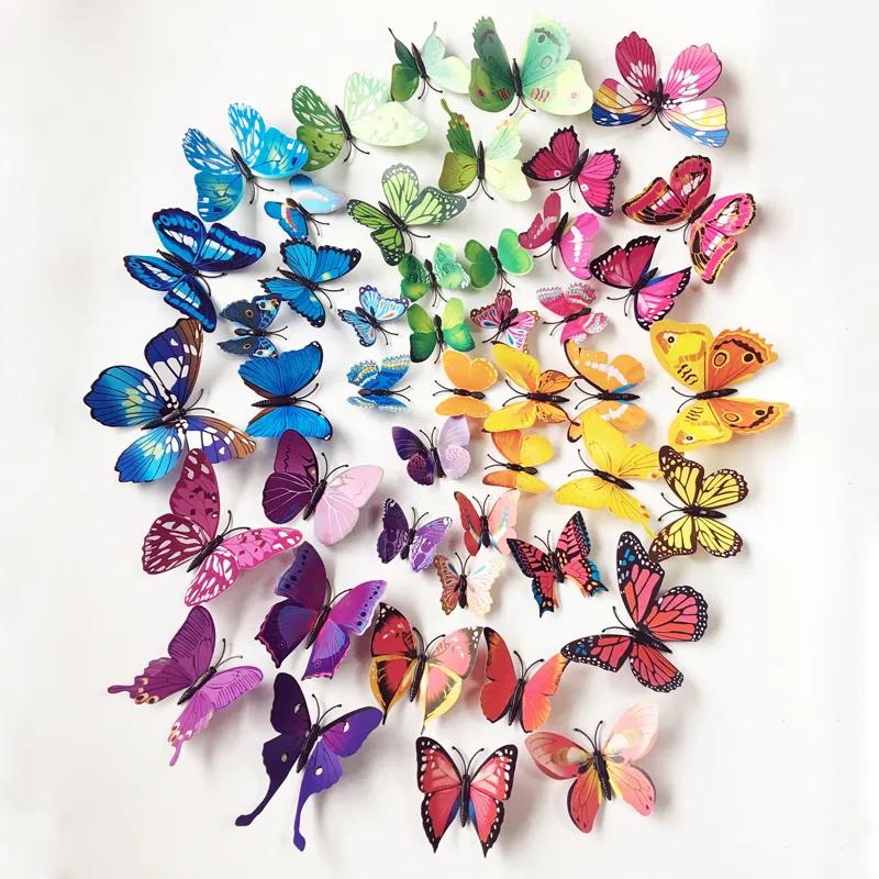 Samolepka na zeď "Plastové barevné 3D Motýli" 12 ks 6-12 cm | BIANO