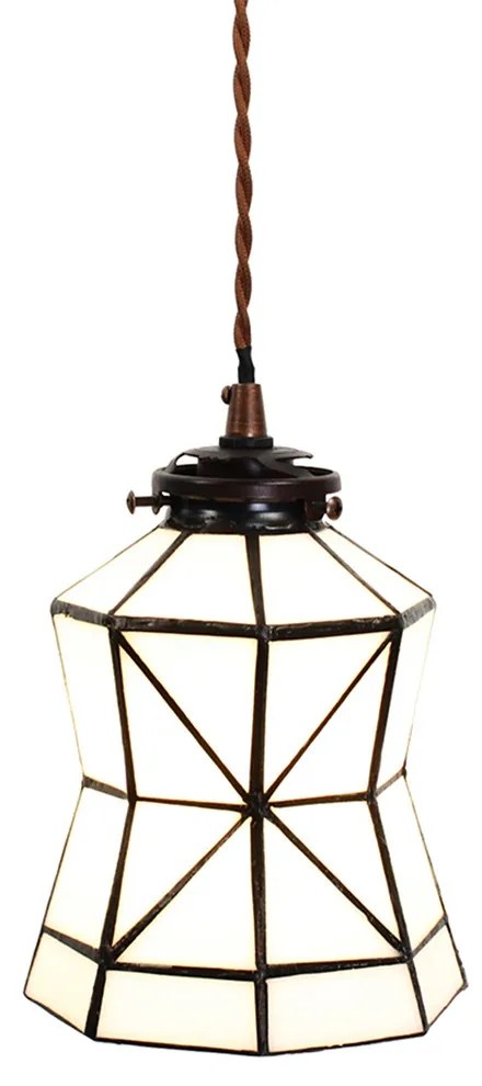 Bílá závěsná tiffany lampa Joanne - Ø 15*115 cm E14/max 1*25W