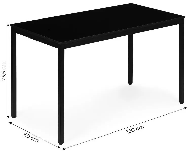 Kuchyňský stůl černý 120 x 60 cm - univerzální stůl pro 4-5 osob