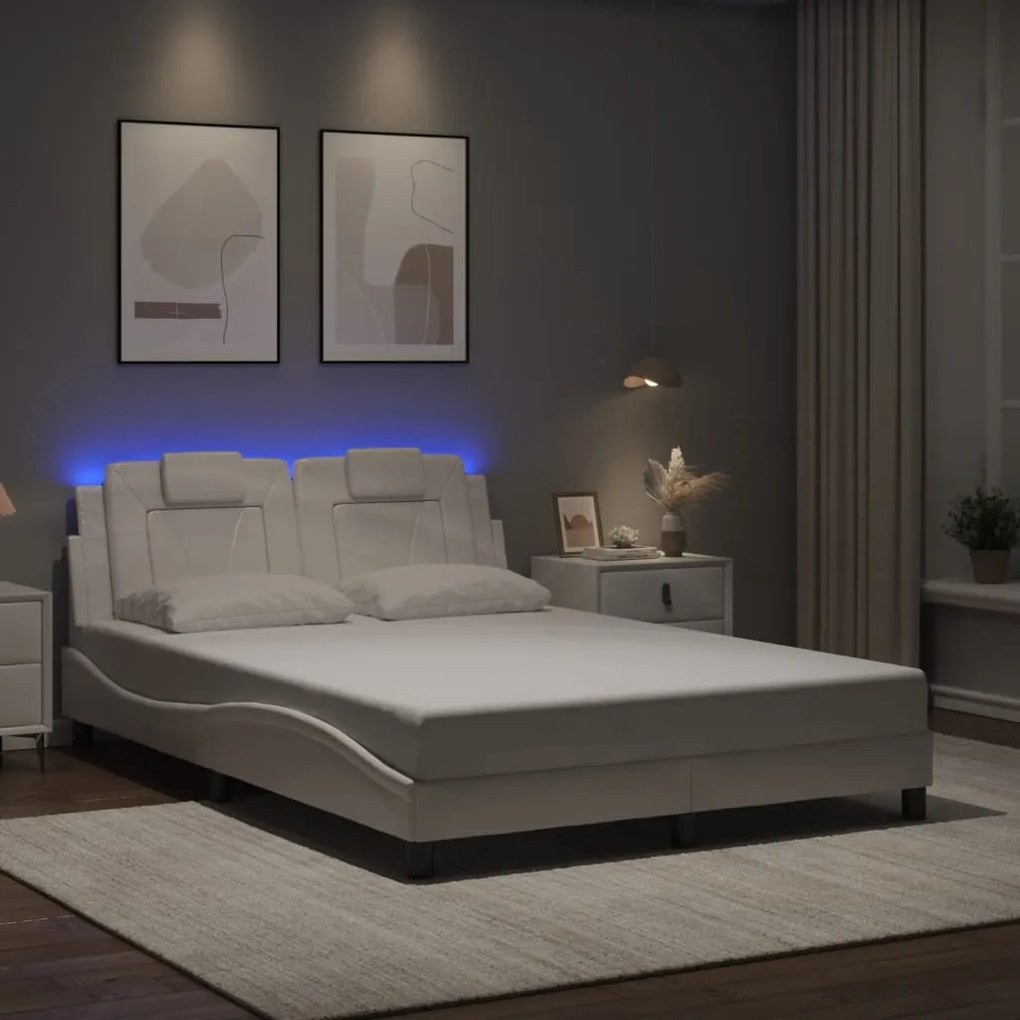 Rám postele Viana s LED bez matrace bílý 140 x 190 cm 3214016