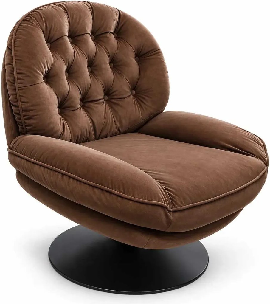 LuxuryForm DESIGN Otočné křeslo LUNA s podnožkou - hnědé