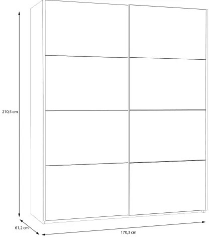 Šatní skříň se zrcadlem KARO 170x210 cm bílá