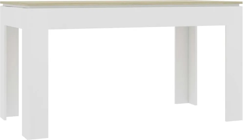 Jídelní stůl Quiton - bílý a dub sonoma | 140x70x76 cm