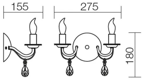 Redo 02-710 - Nástěnná lampa FABIOLA 2xE14/28W/230V