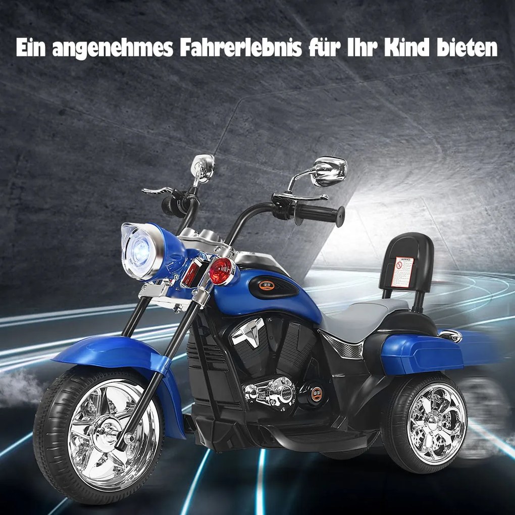 Costway 6 V elektrický motocykl s nastavitelnými světlomety motocykl modrá +