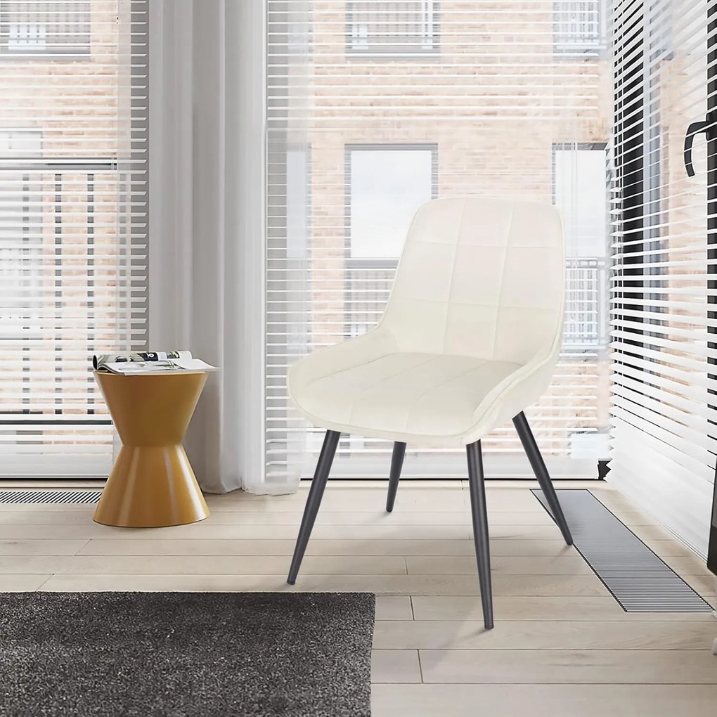 WOLTU Jídelní židle čalouněné sametem, ergonomické, krémově bílé – sada 2 ks