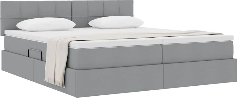Postel s úložným prostorem Světle šedá 180 x 200 cm Umělá kůže 3370925