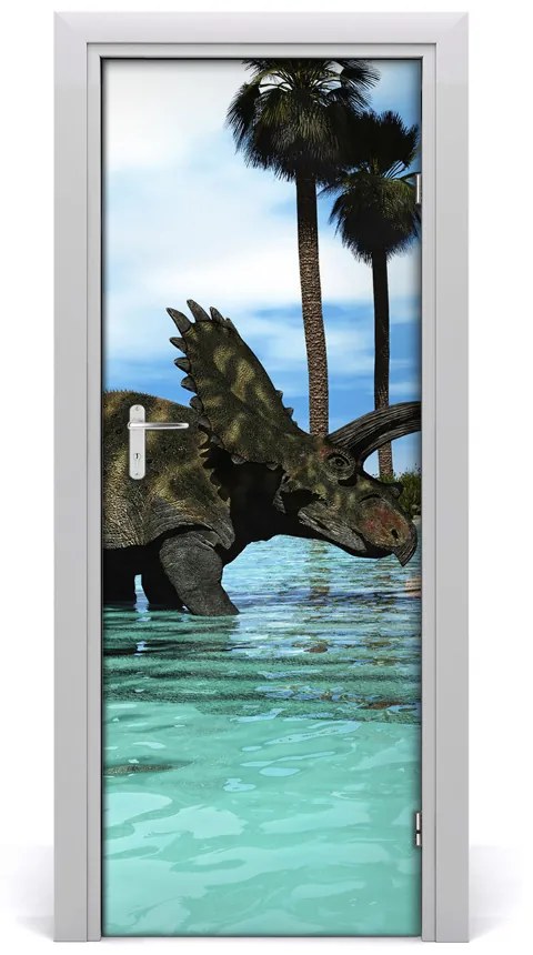 Samolepící fototapeta na dveře Dinozaury na pláži 75x205 cm