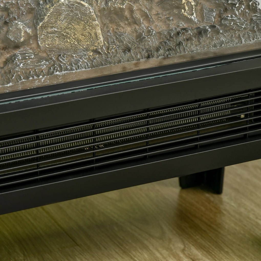 HOMCOM Elektrický krb, 2000 W, volně stojící krb s topením, LED 3D plamenový efekt, 4 úrovně jasu, elektrický krb s termostatem, ochrana proti přehřá…