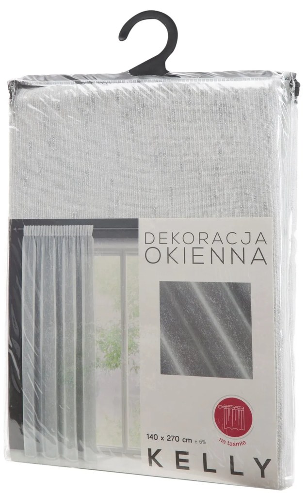 ZÁCLONA NA PÁSCE KELLY 140X270 CM BÍLÁ