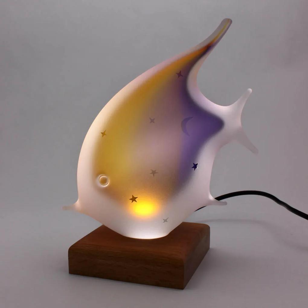 Skleněná lampa - ryba LF, ELEGANT - ametyst a zlatý topaz, 22 cm | České sklo od Artcristal Bohemia