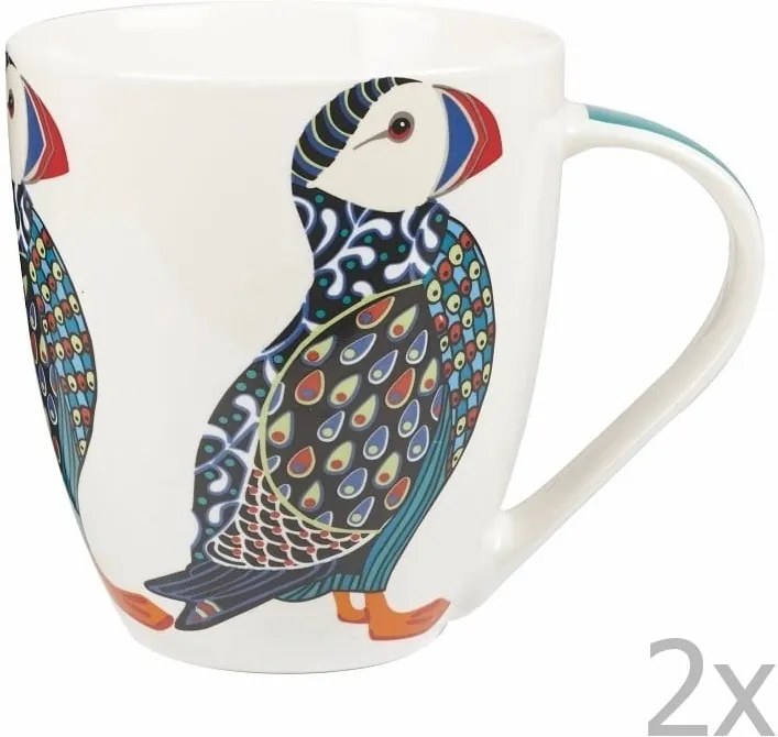 Sada 2 hrnků z porcelánu Churchill China Paradise Puffin, 500 ml