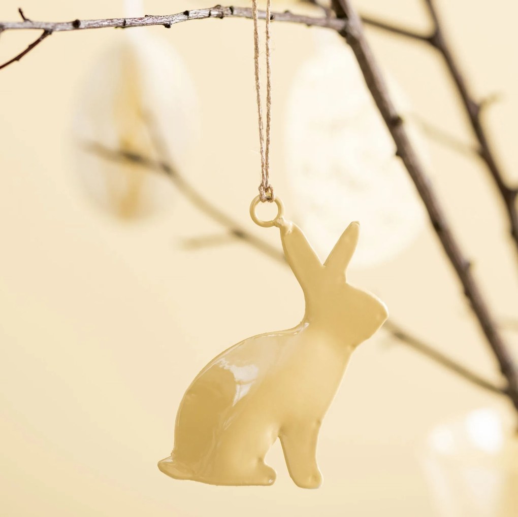 IB LAURSEN Kovová velikonoční ozdoba Bunny/Rooster Wheat Straw Kohout, žlutá barva, kov