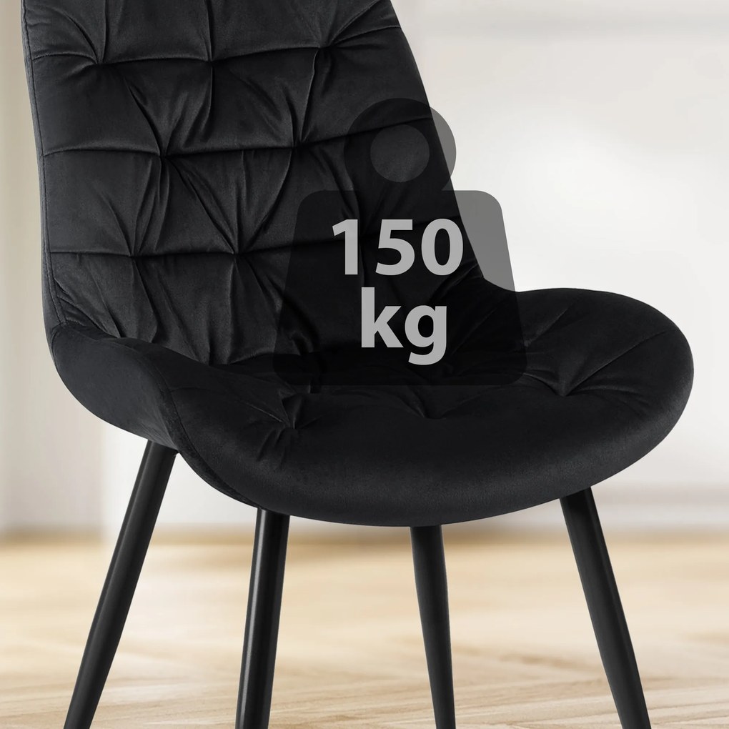 Jídelní židle Rossford samet – černá