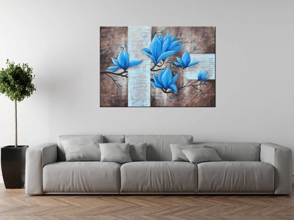 Gario Ručně malovaný obraz Nádherná modrá magnolie Rozměry: 70 x 100 cm