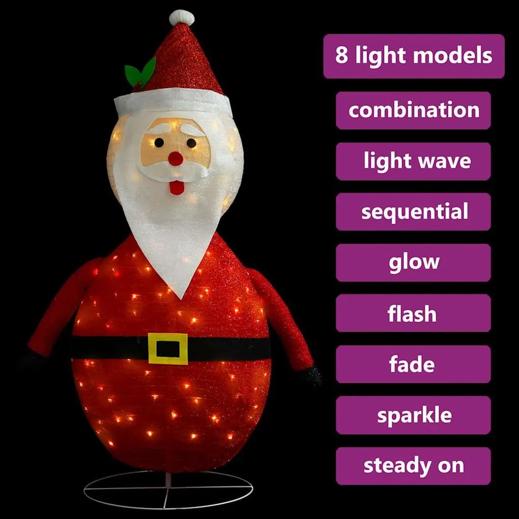 Dekorativní vánoční Santa Claus s LED luxusní tkanina 120 cm 328499