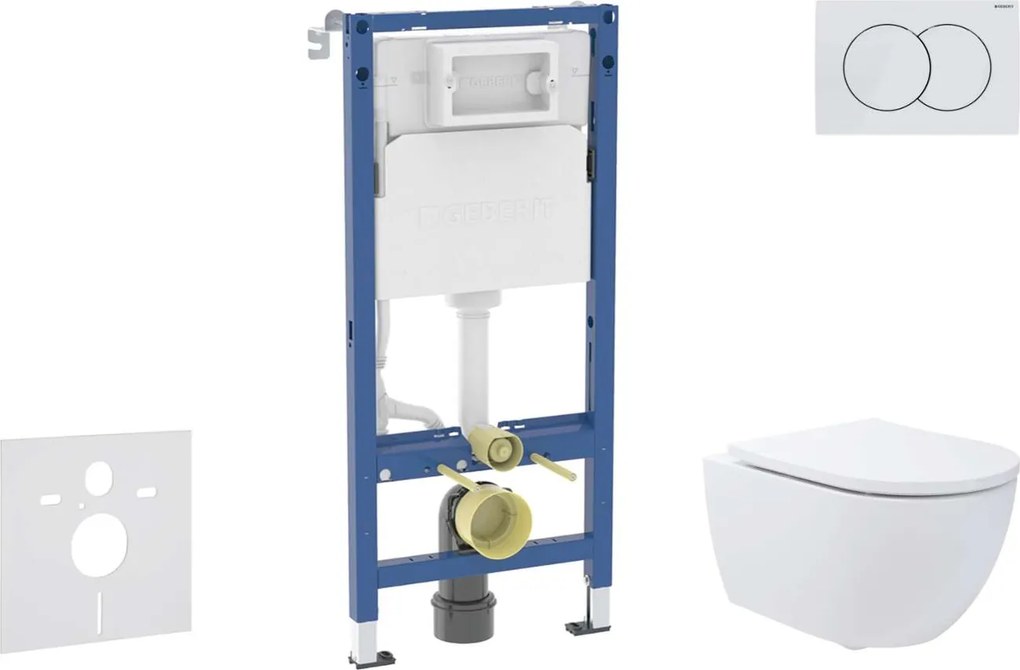 SANITINO - Set předstěnové instalace, klozetu Oudee a sedátka softclose, tlačítko Delta01, alpská bílá SANI11CA31157