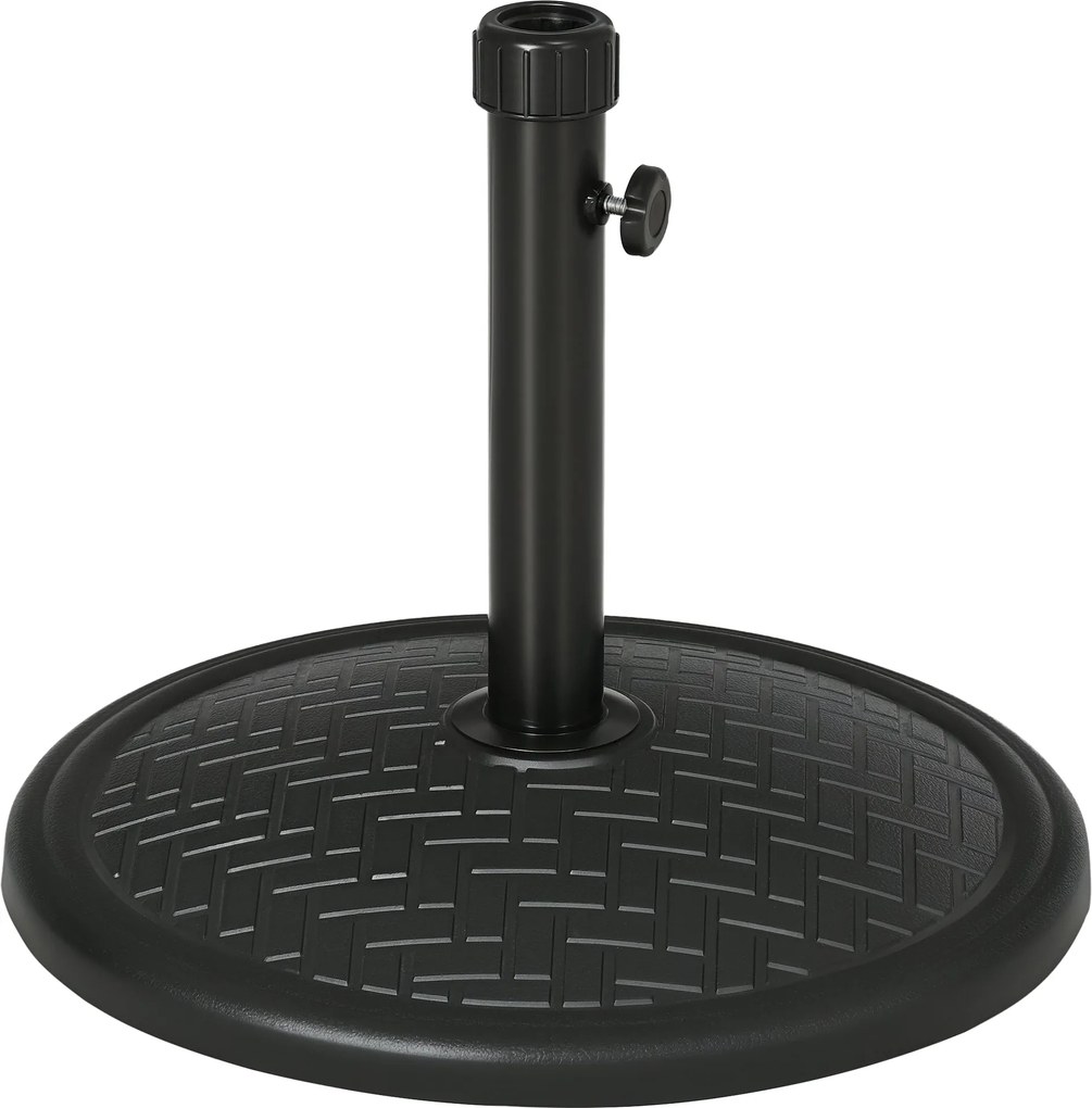 Betonový podstavec pro slunečníky Outsunny s hmotností 14 kg pro slunečníky s průměrem Ø32-38 mm pro zahradu, terasu, patio Ø46x34 cm Černý | Aosom