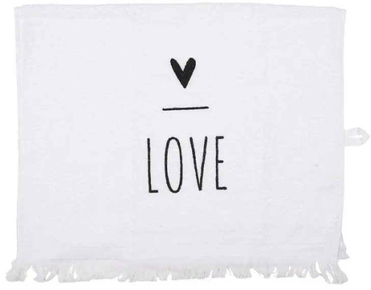 Bílý froté ručník se srdíčkem a nápisem Love – 40x66 cm