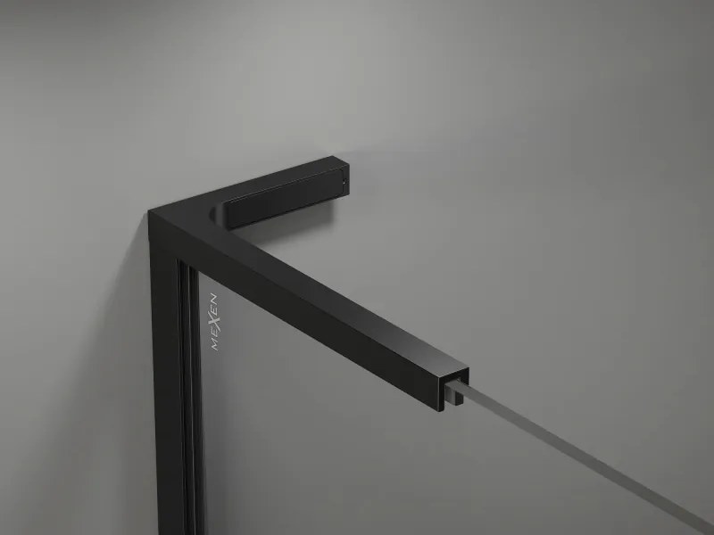 Mexen, Mexen Kioto-X L sprchová stěna 60 x 200 cm, průhledná 10 mm, černá - 800-060-107-70-00-X