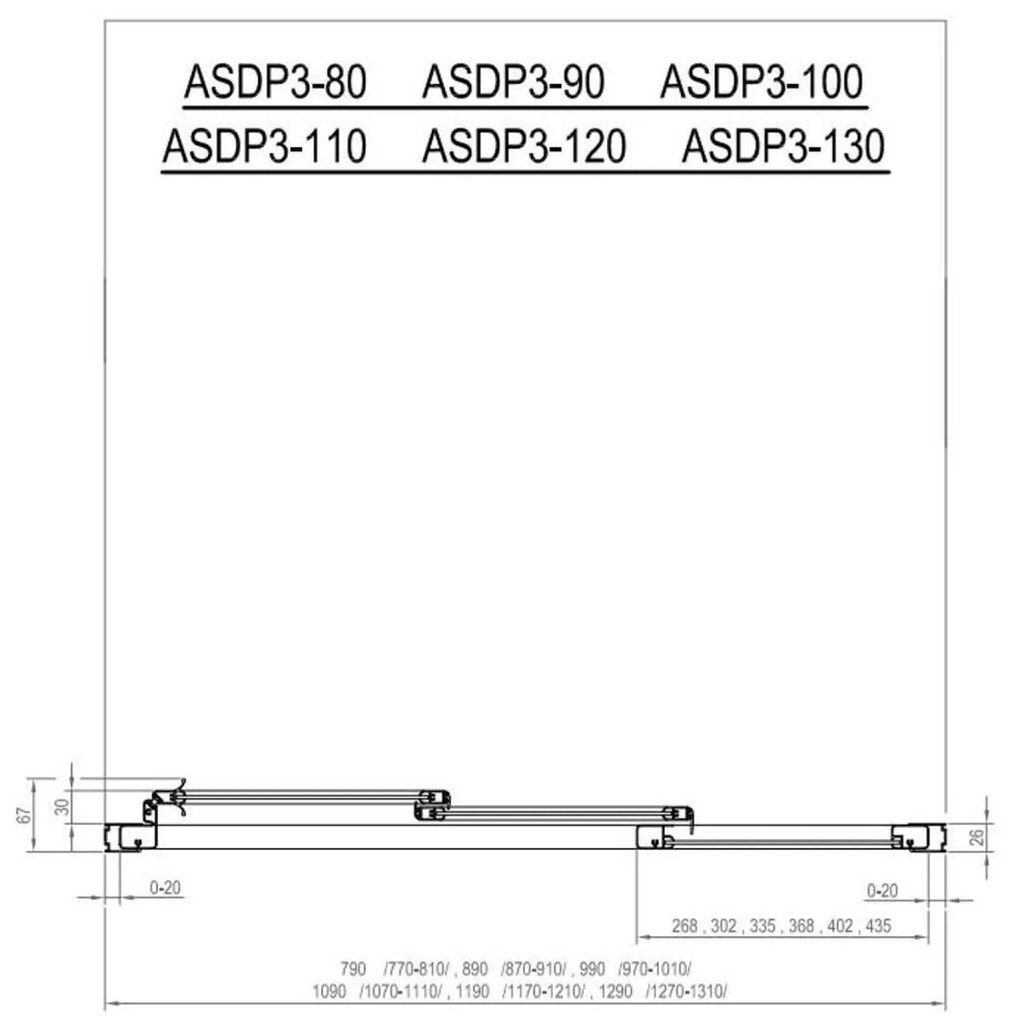 Ravak Supernova - Sprchové dveře trojdílné ASDP3-100, 97-101 cm, černá/Pearl 00VA03R211