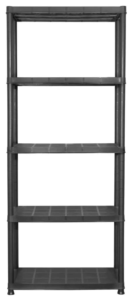 Úložný regál Melville - 5-patrový - černý | 71x38x170 cm